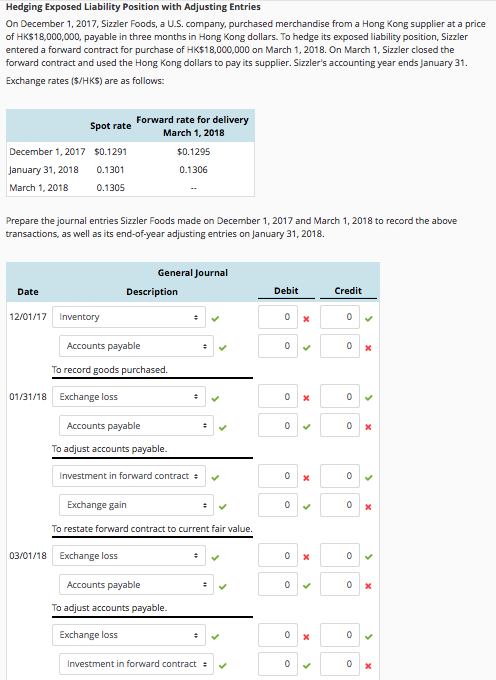 Solved Hedging Exposed Liability Position with Adjusting | Chegg.com