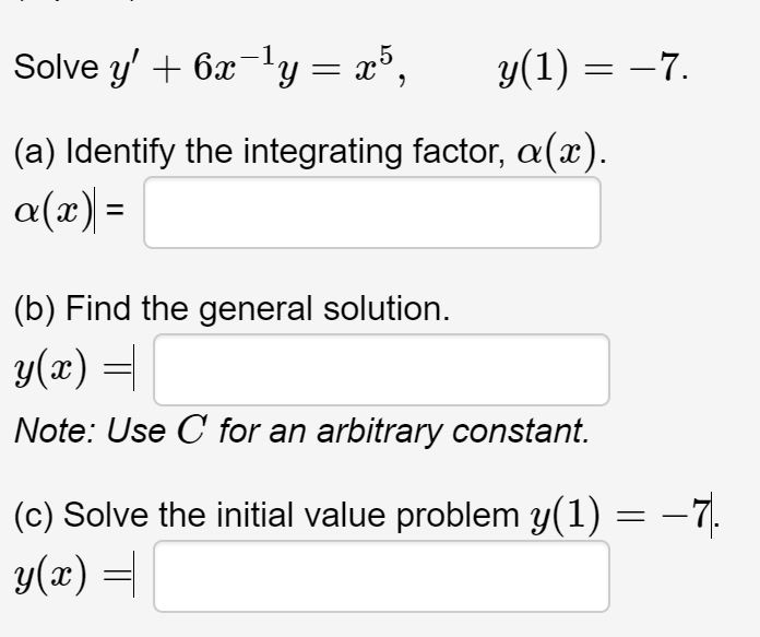 Solved (a) ldentify the integrating factor, a(x) a(2) (b) | Chegg.com