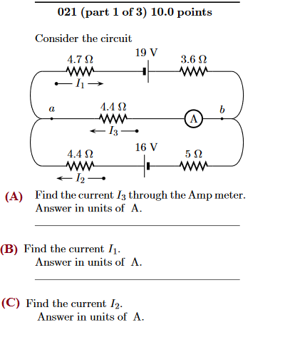 Solved A) (Figure) Find the current I3 through the Amp | Chegg.com