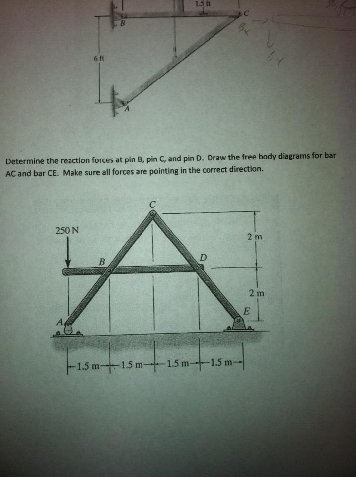 Solved Determine the reaction forces at pin B, pin C, and | Chegg.com