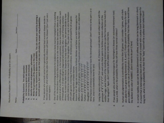 Recitation Problem Set- Probability and Chi square | Chegg.com