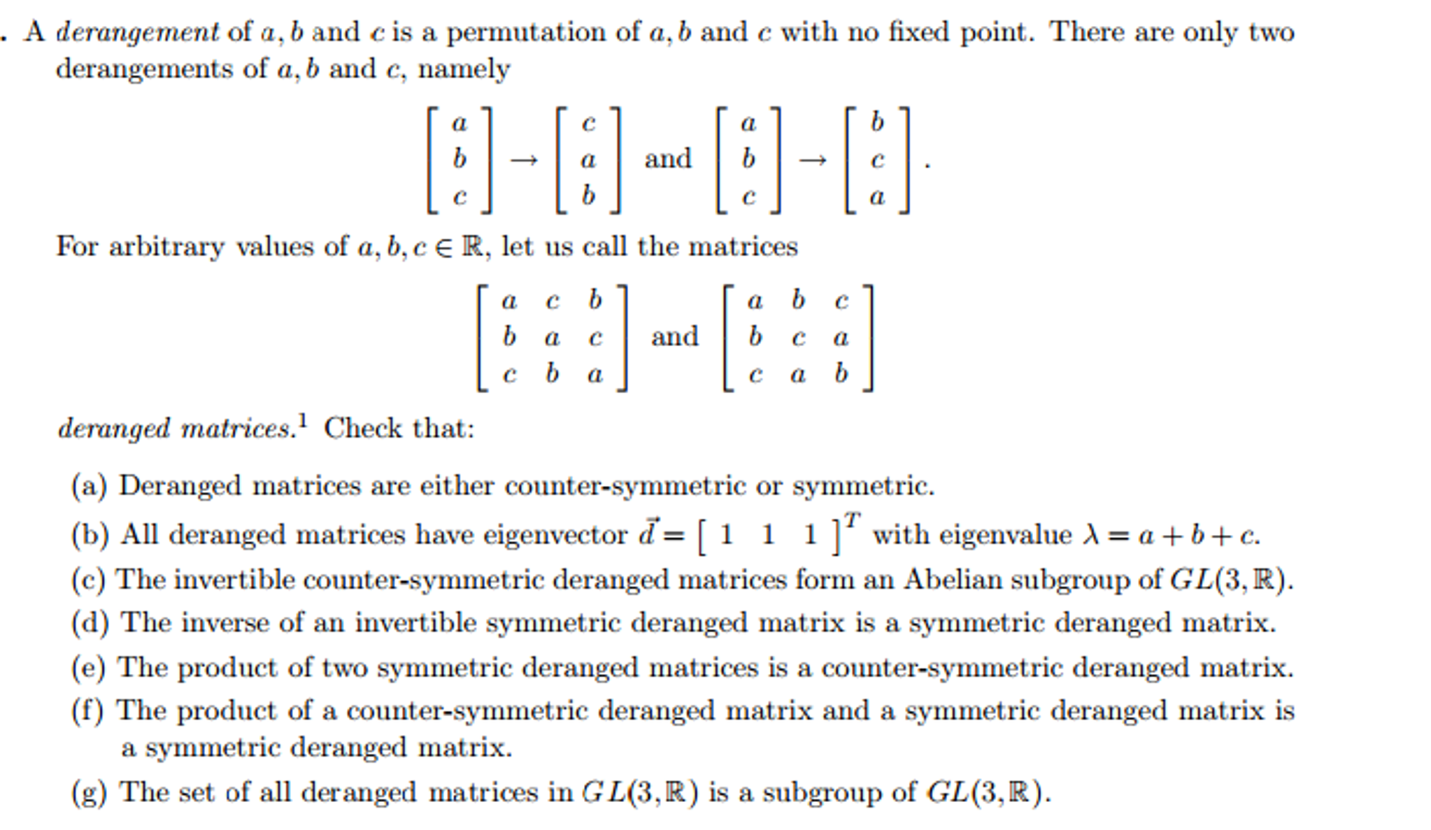 A derangement of a, b and c is a permutation of a, b | Chegg.com