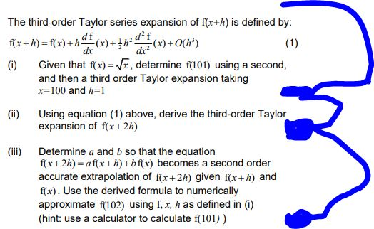 Solved The third-order Taylor series expansion of fx+h) is | Chegg.com