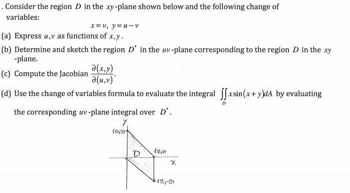Solved Consider the region D in the xy -plane shown below | Chegg.com
