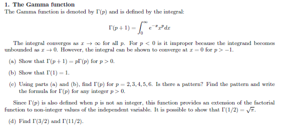 Solved The Gamma function The Gamma function is denoted by | Chegg.com