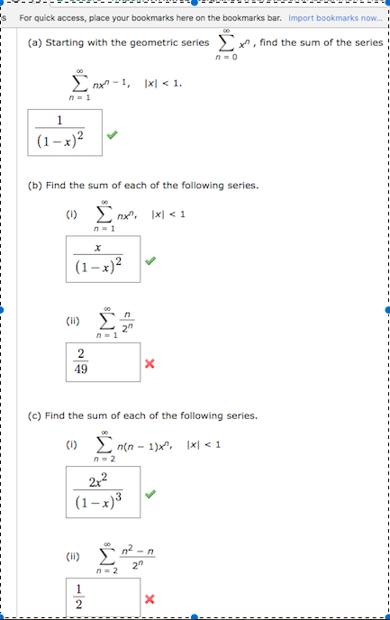 Solved (a) Starting with the geometric series sigma^degree_n | Chegg.com