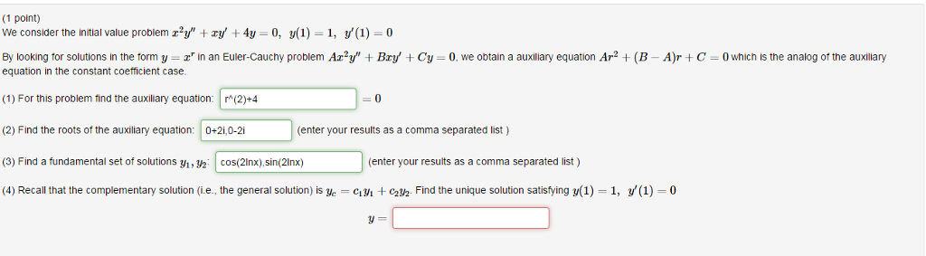 Solved We consider the initial value problem x^2y" + xy' + | Chegg.com