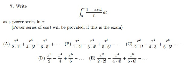 Solved 7. Write integrate limit between 0 to x 1- cos t/ t | Chegg.com