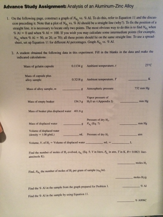 Advance Study Assignment: Analysis of an | Chegg.com