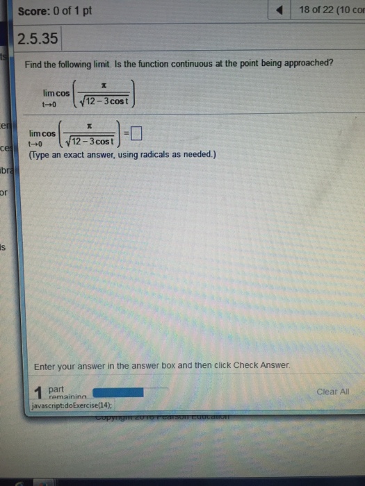 Solved Find the following limit. Is the function continuous | Chegg.com