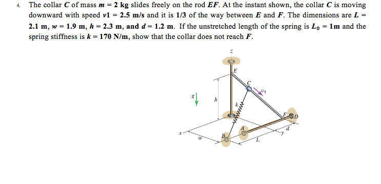 Solved The collar C of mass m = 2 kg slides freely on the | Chegg.com