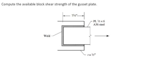 Solved Compute the available block shear strength of the | Chegg.com