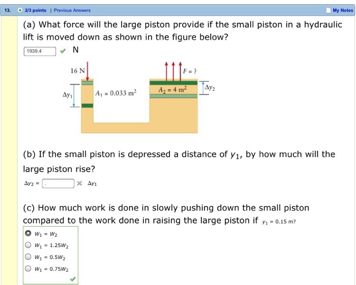 Solved What force will the large piston provide if the small | Chegg.com