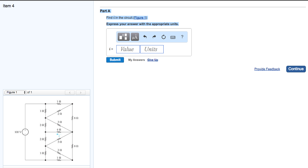 Solved Find i in the circuit.(Figure 1) Express your | Chegg.com