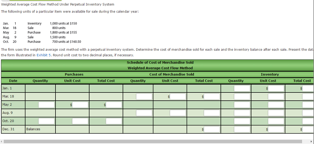 Solved Weighted Average Cost Flow Method Under Perpetual | Chegg.com