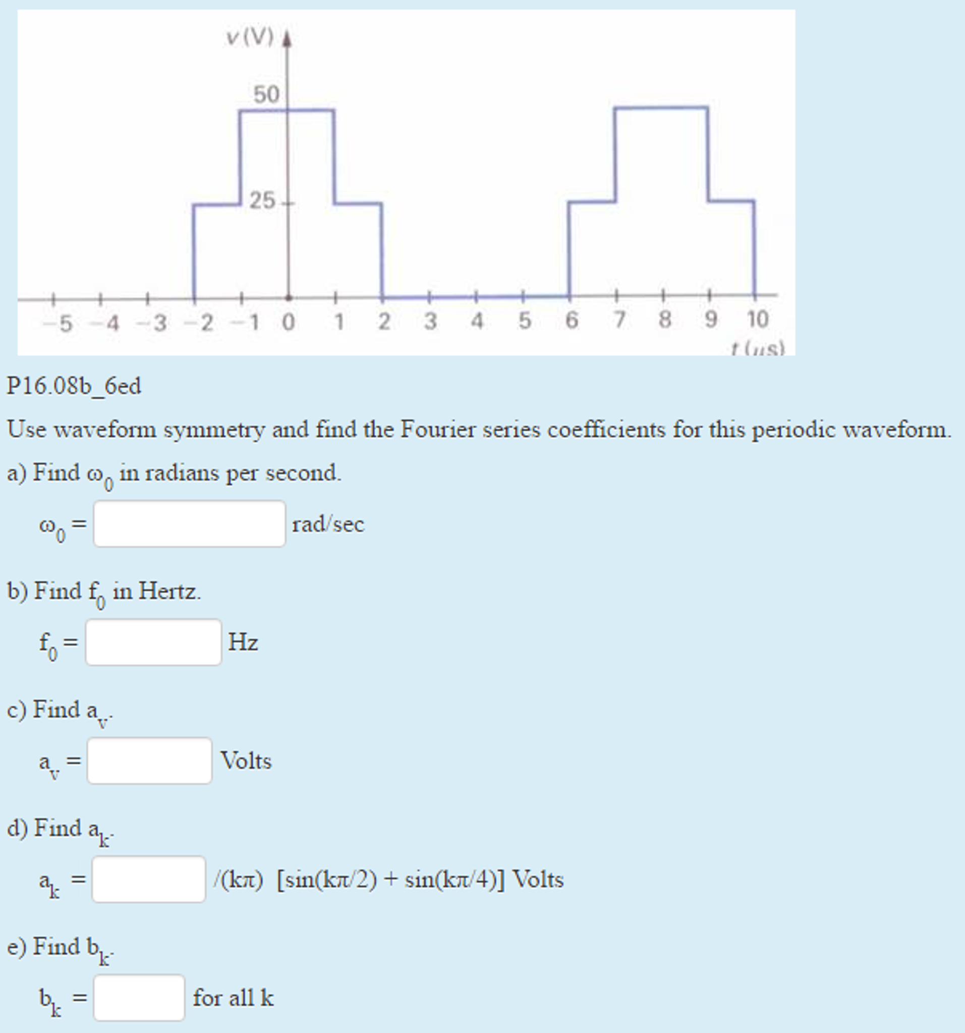 Solved Use waveform symmetry and find the Fourier series | Chegg.com