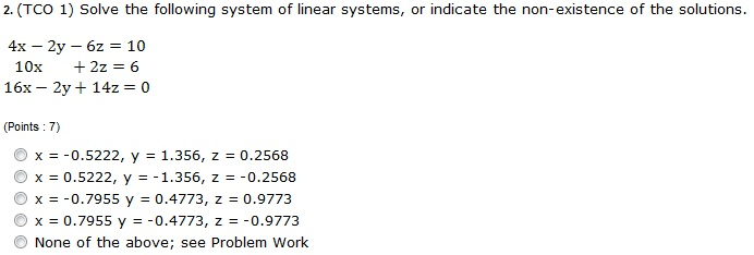 Solved Solve the following system of linear systems, or | Chegg.com