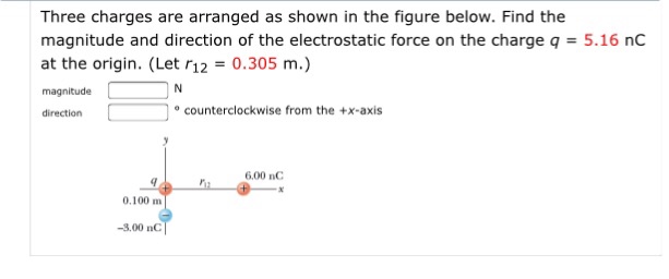 Solved Three charges are arranged as shown in the figure | Chegg.com