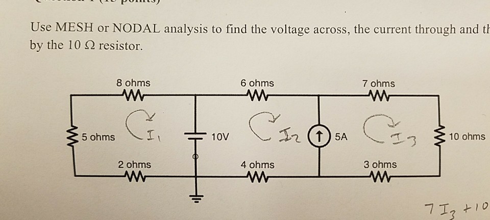 Solved Use MESH or NODAL analysis to find the voltage | Chegg.com