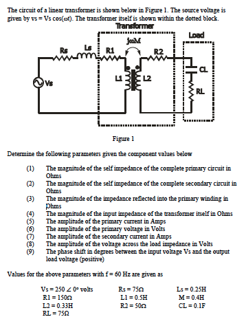 Solved The circuit of a linear transformer is shown below in | Chegg.com