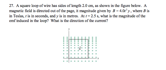 Solved 27. A square loop of wire has sides of length 2.0 cm, | Chegg.com