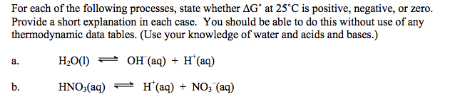 Solved For each of the following processes, state whether | Chegg.com