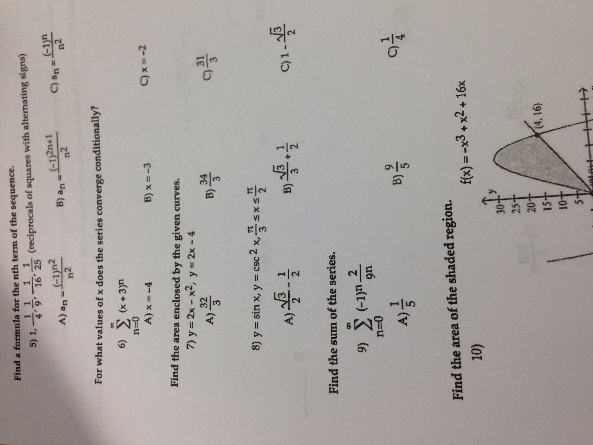 Solved Find a formula for the nth term of the sequence. For | Chegg.com
