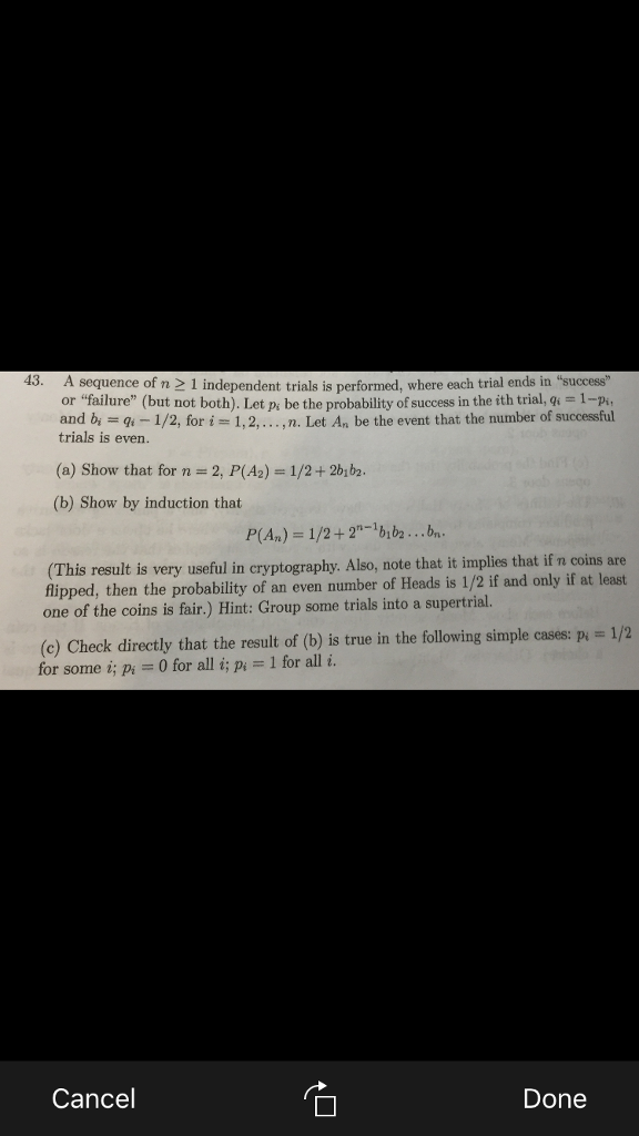 Solved A sequence of n greaterthanorequalto 1 independent | Chegg.com