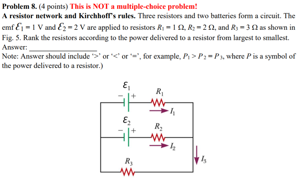 Solved A resistor network and Kirchhoff’s rules. Three | Chegg.com