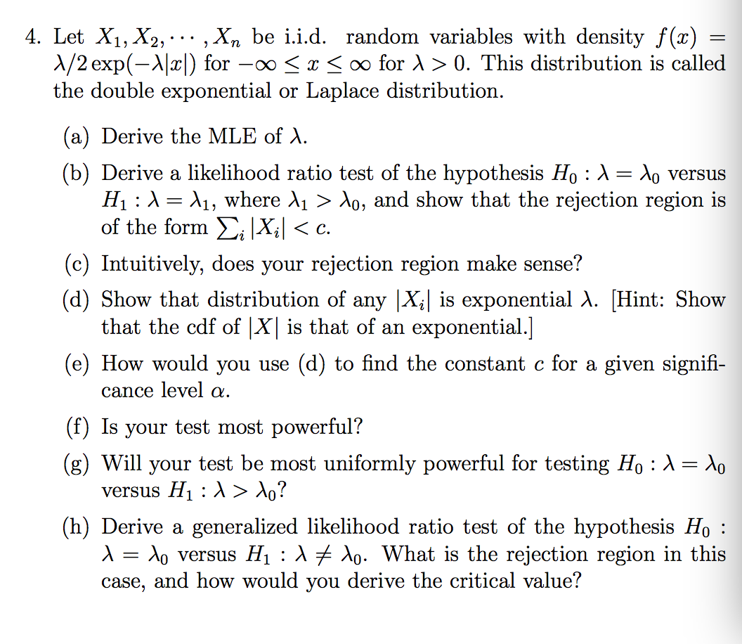 Solved 4. Let X1, X2, Xn be i.i.d. random variables with | Chegg.com