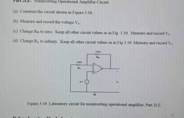 Solved 2LE.. Noninverting Operational Pan Amplifier Circuit | Chegg.com