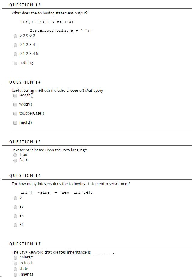 Solved What does the following statement output? for (a = | Chegg.com