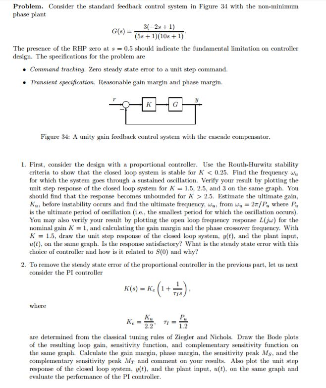 Solved Problem Consider The Standard Feedback Control 4268