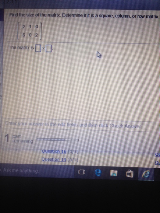 Solved Find The Size Of The Matrix Determine If It Is A