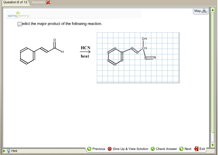 Solved Question 6 of 13 Map A pling dict the major product | Chegg.com
