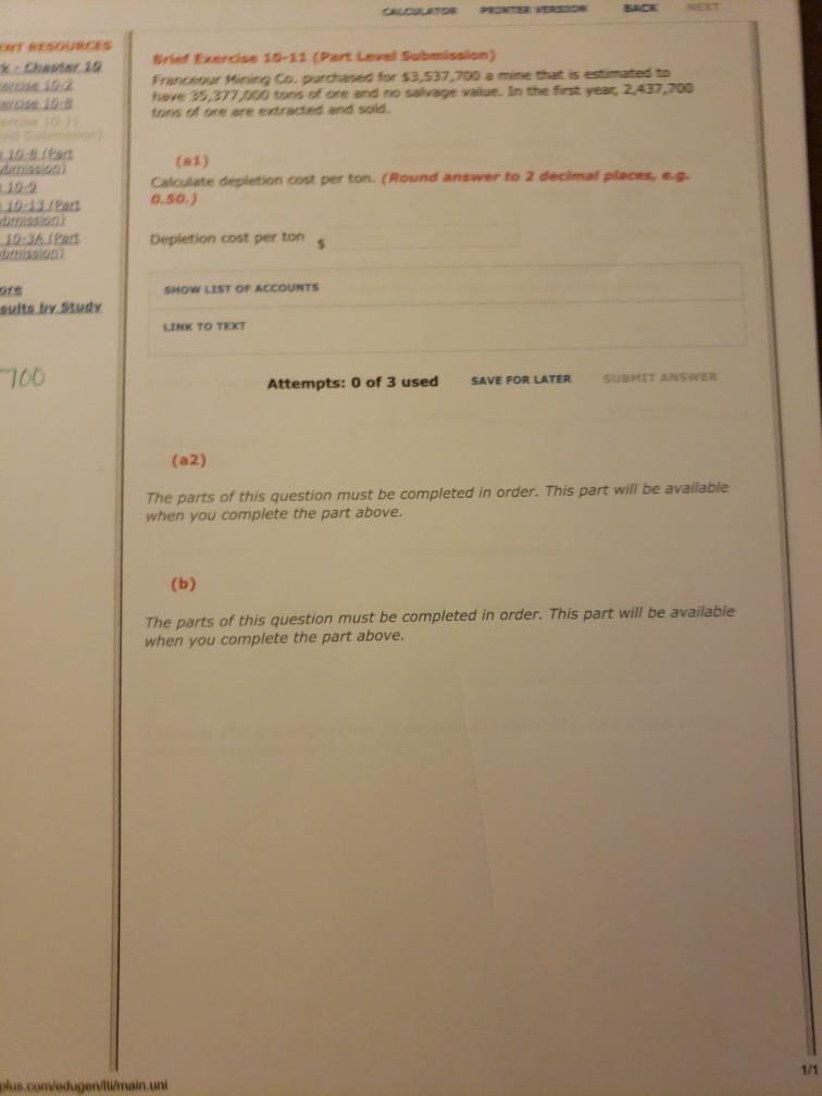 Solved BACK Sriet Exercise 10-11 (Part Level Submission) | Chegg.com