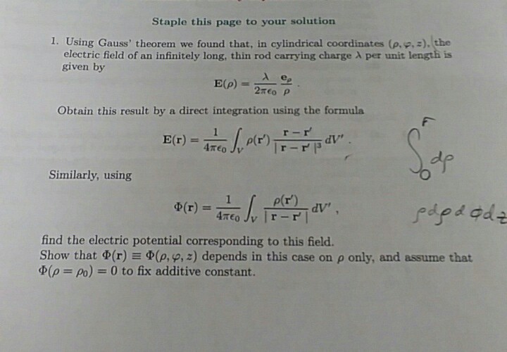 Solved Staple this page to your solution 1. Using Gauss, | Chegg.com