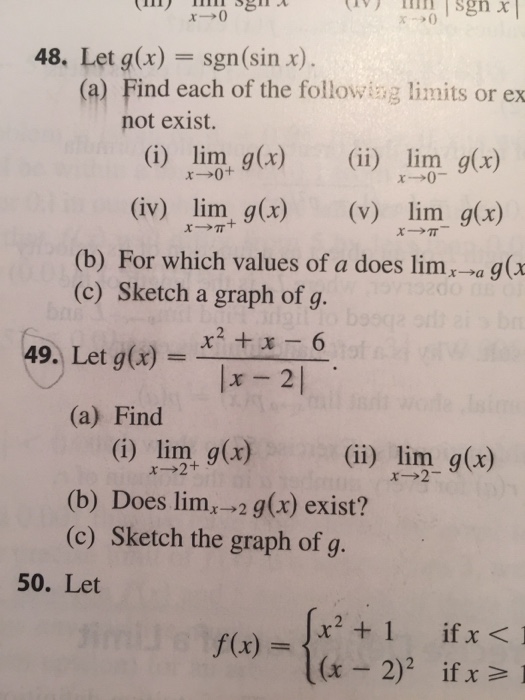 Solved Let g(x) = sgn(sin x). Find each of the following, | Chegg.com
