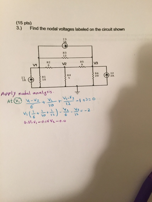 Solved Find the nodal voltages labeled on the circuit shown | Chegg.com