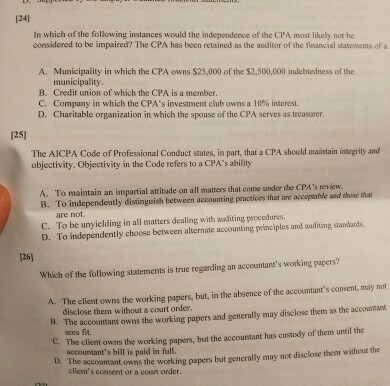 Solved In which of the following instances would the | Chegg.com