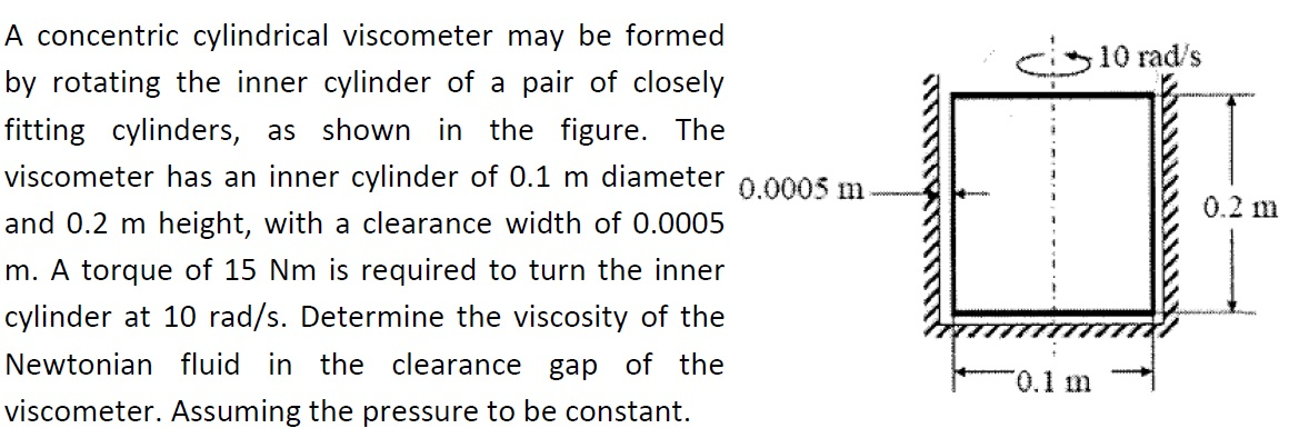 A concentric cylindrical viscometer may be formed by | Chegg.com