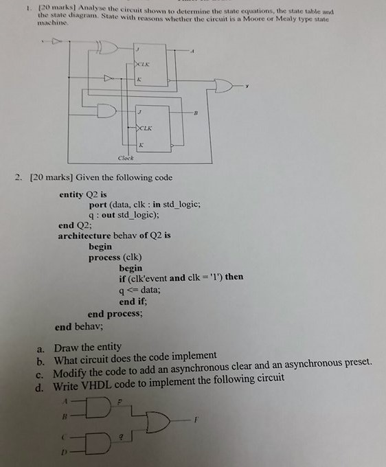 Solved Analyse the circuit shown to determine the state | Chegg.com