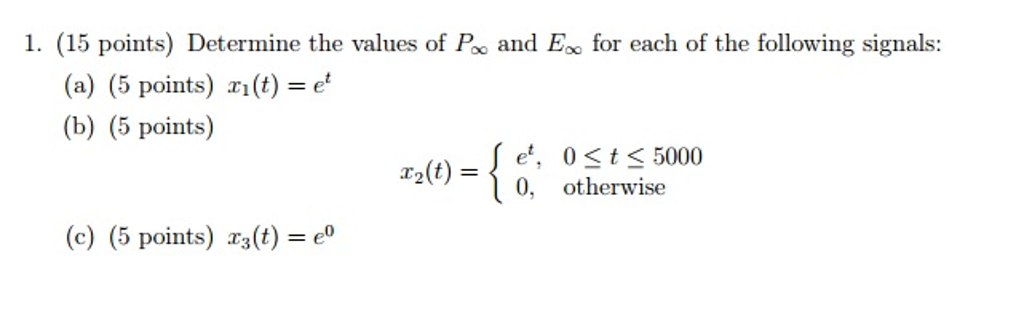 Solved Determine the values of P_infinity and E_infinity for | Chegg.com