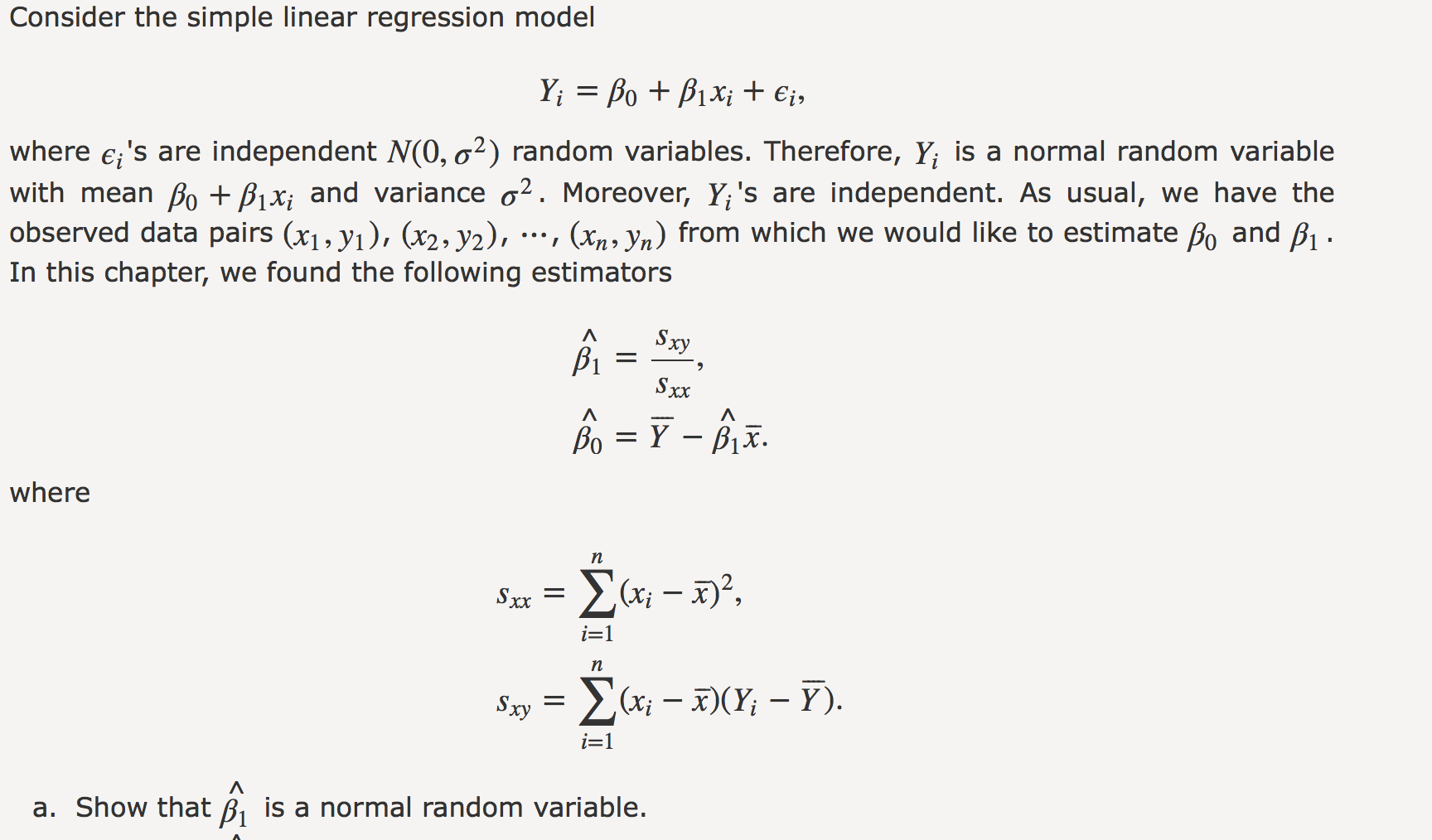 Solved Consider the simple linear regression model Y_i = | Chegg.com