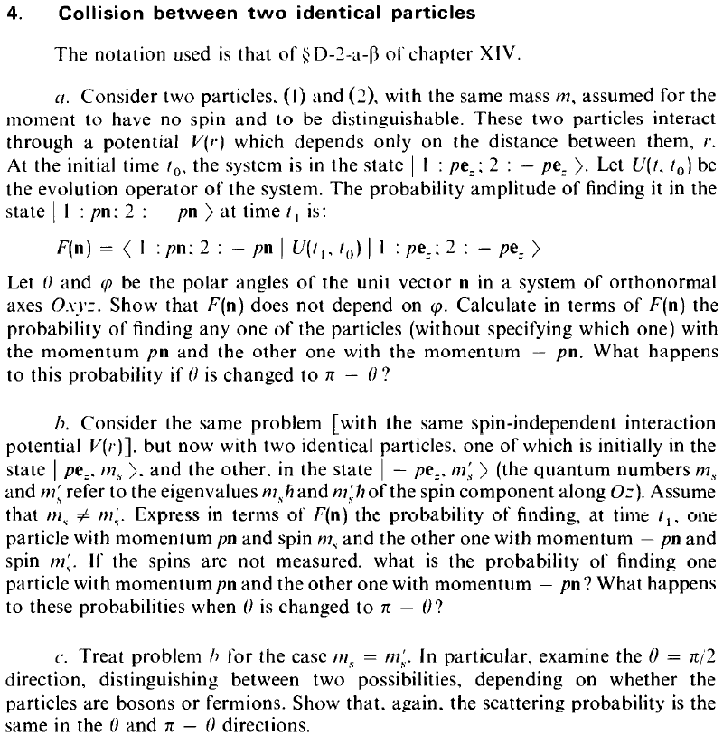 4.Collision between two identical particles The | Chegg.com