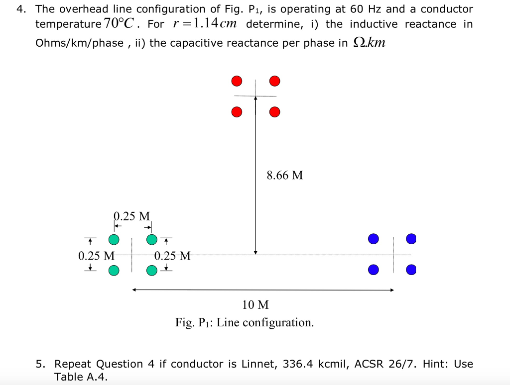 4. The overhead line configuration of Fig. P1, is | Chegg.com