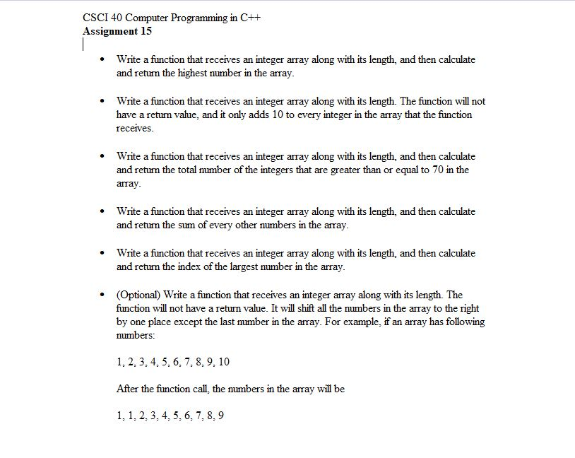 Solved CSCI 40 Computer Programming in C++ Assignment 15 . | Chegg.com