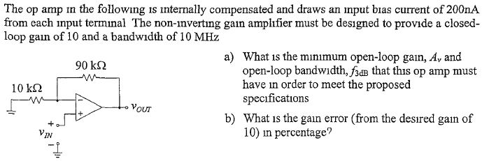 Solved The op amp in the following is internally compensated | Chegg.com