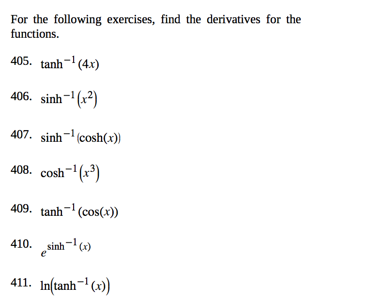 Solved For the following exercises, find the derivatives for | Chegg.com