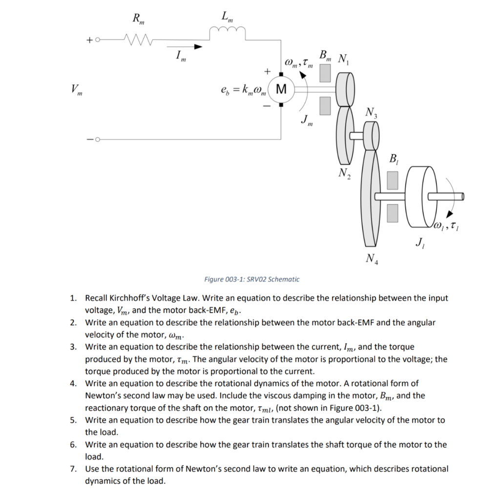 Solved No 2 Figure 003-1: SRV02 Schematic Recall Kirchhoff's | Chegg.com